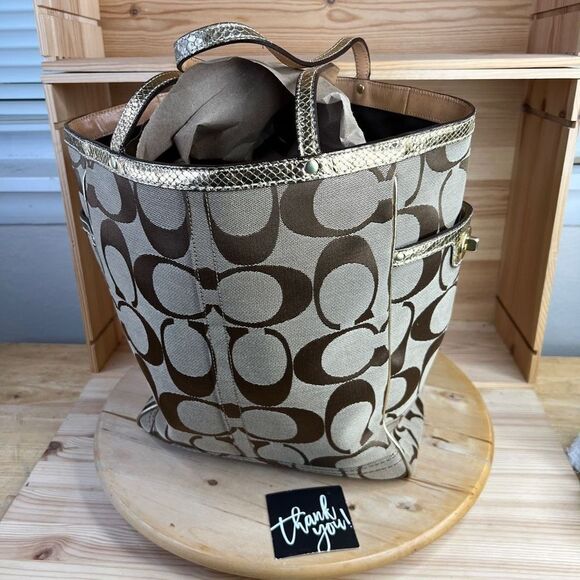 Coach | Bags | Coach Nina Tote In Signature Goldbag | Poshmark